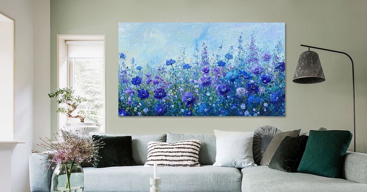 Korenbloemen en riddersporen in een blauw bloemen veld van True Nature ...