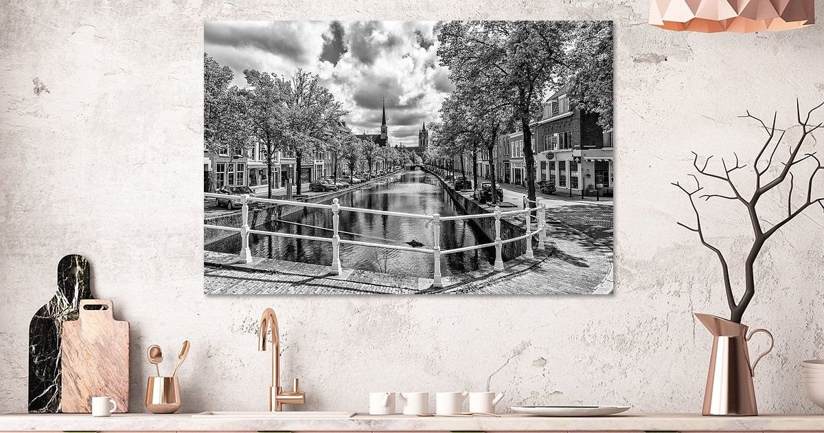 Noordeinde Delft. van Don Fonzarelli op canvas, behang en meer