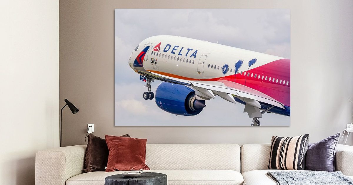 Delta Airbus A350 la 28 olympics livery by Arthur Bruinen on canvas ...