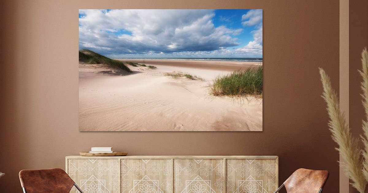 Ruimtelijk beeld op strand van Fotografie Egmond op canvas, behang en meer