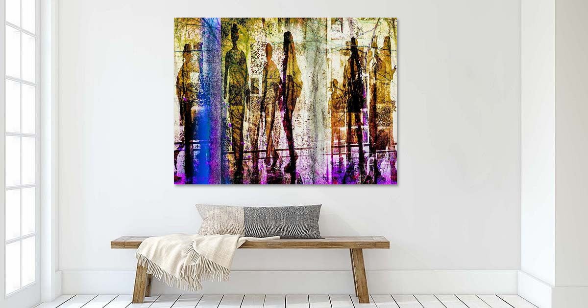 Gele mensen van Gabi Hampe op canvas, behang en meer