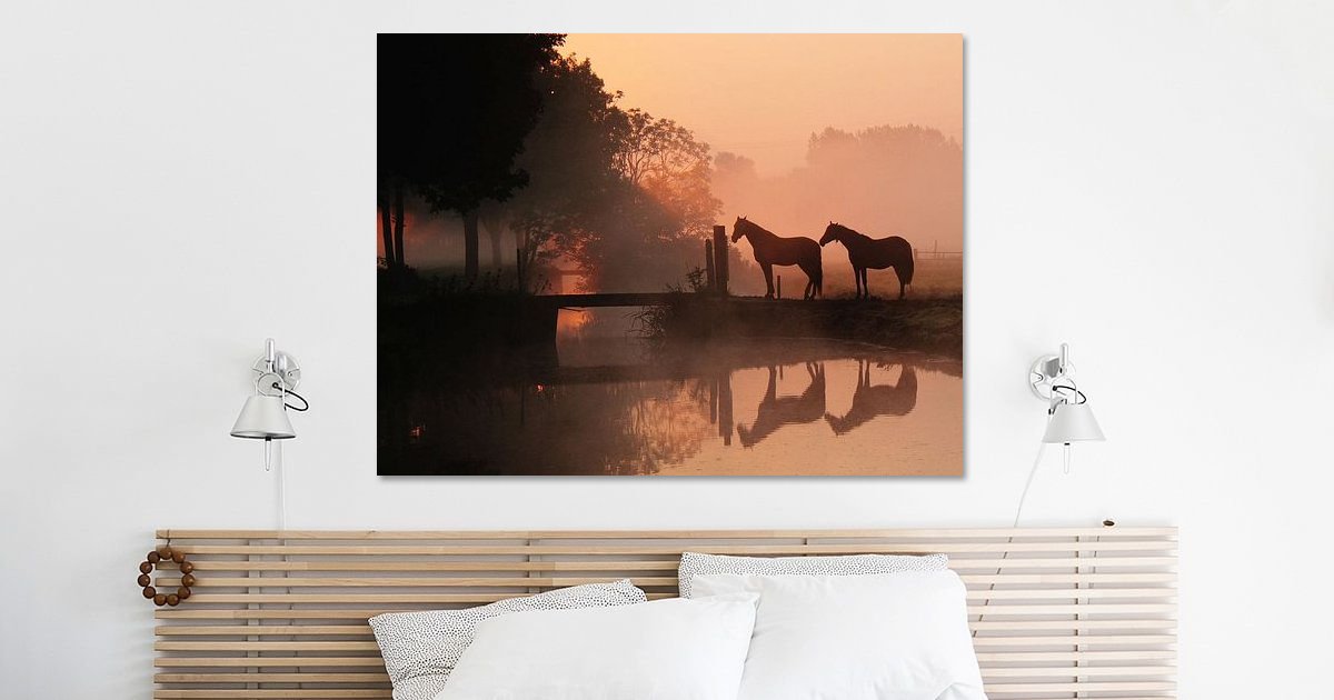dawn horses van Annemieke van der Wiel op canvas, behang en meer