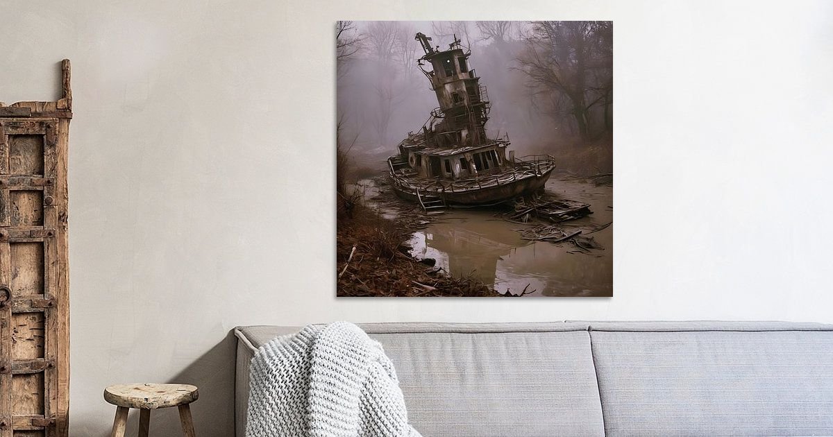 kleine stoomboot van Nick Wendt op canvas, behang en meer