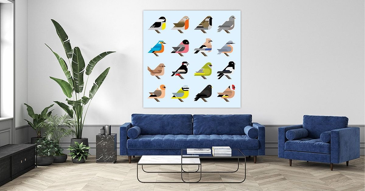 Grafische vogels - 16 Nederlandse tuinvogels in stijl (blauwe editie ...
