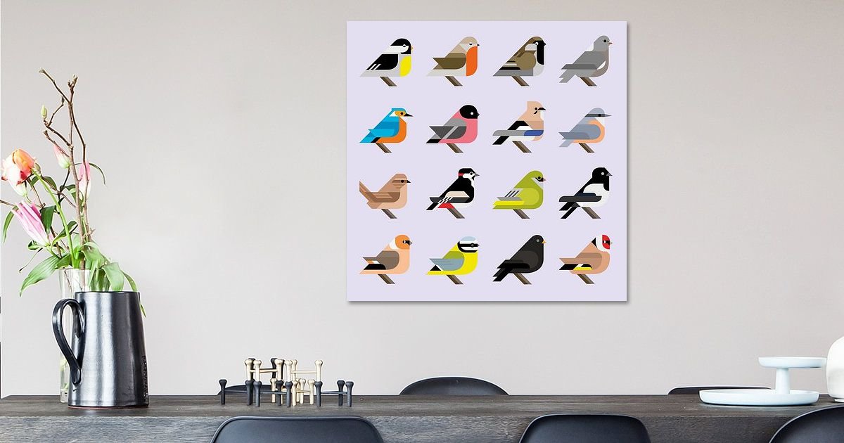 Grafische vogels - 16 Nederlandse tuinvogels in stijl (paarse editie ...