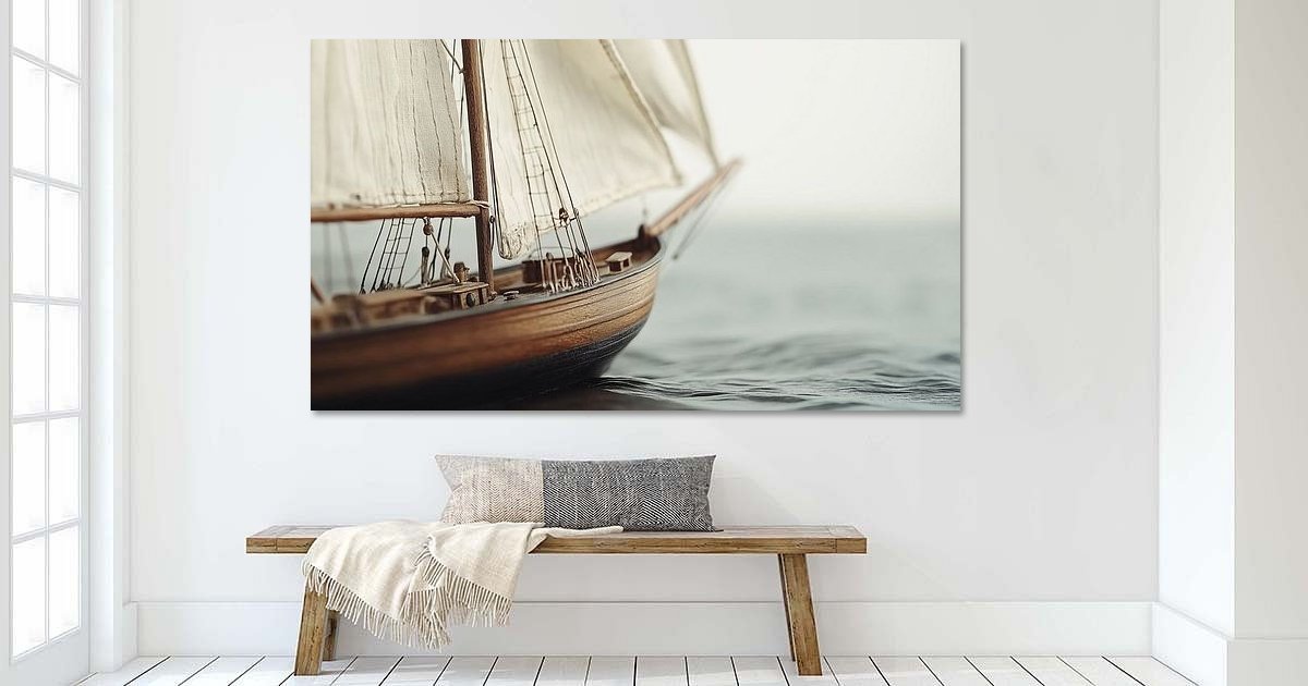 Oude zeilboot close up portret panorama van TheXclusive Art op canvas ...