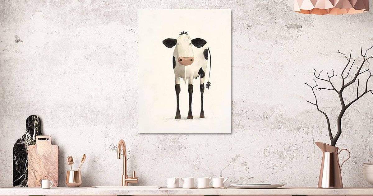 Eigenzinnige koe-illustratie van haroulita op canvas, behang en meer