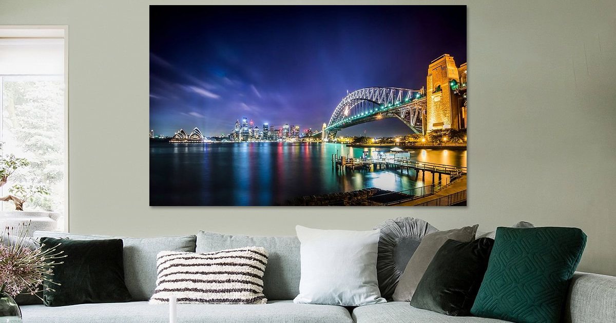 Sydney Skyline at Night | Australia by RB-Photography on canvas, poster ...