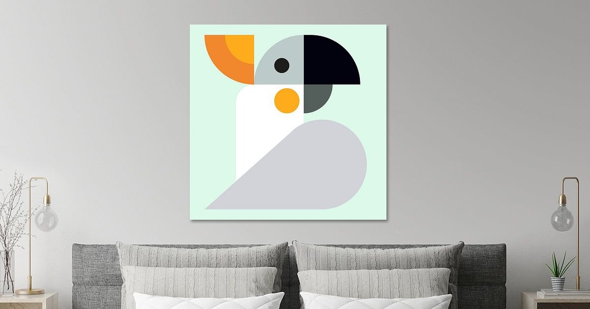 Grafisch vogels - Kaketoe van Tim de Leeuw op canvas, behang en meer