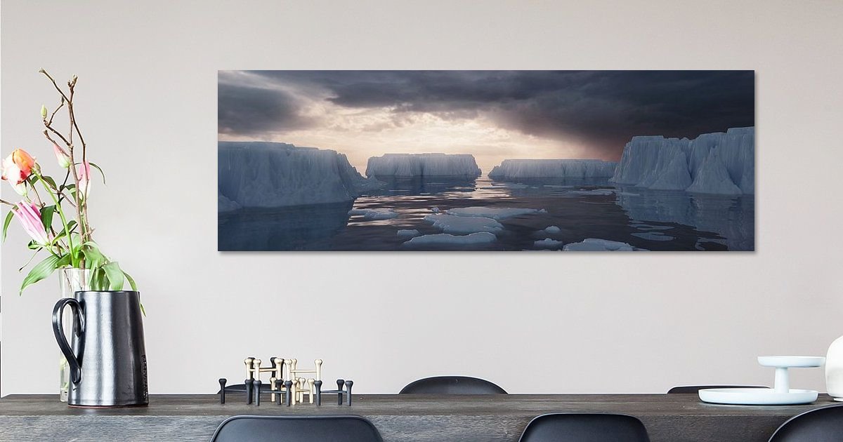 IJzig landschap tegen een dramatische lucht van Besa Art op canvas ...
