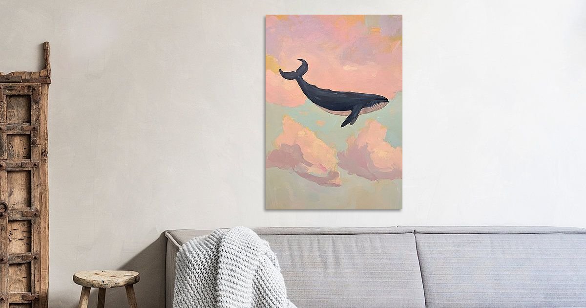 Walvis Wolken Preppy Roze van Niklas Maximilian op canvas, behang en meer