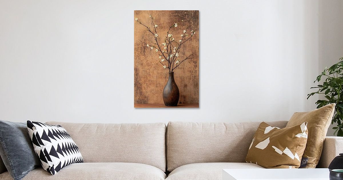 Elegante vaas met bloesemtakken van Imperial Art House op canvas ...