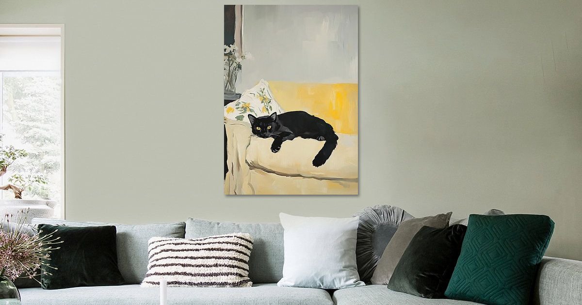 Zwarte kat van Niklas Maximilian op canvas, behang en meer