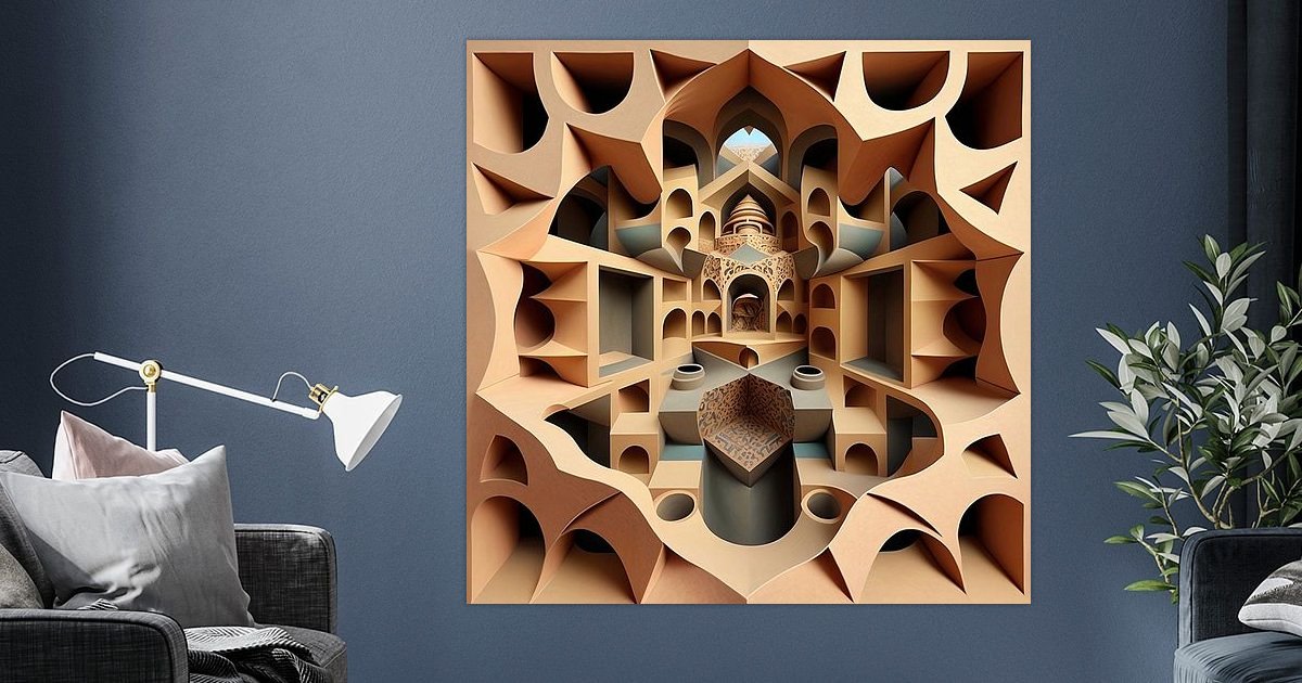 Vormen van Stilte - de Tempel van Atmani Blok op canvas, behang en meer