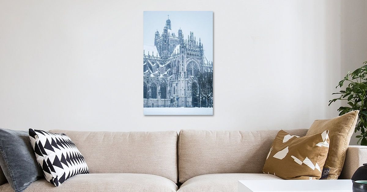 Sint Jan, Den Bosch, in de sneeuw van Joost Smits Photography op canvas ...