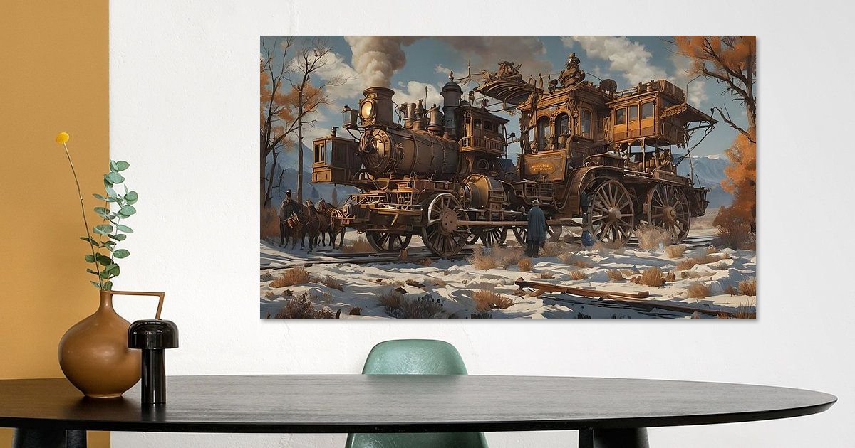 mobiele machine, surrealisme, steampunk van Nick Wendt op canvas ...