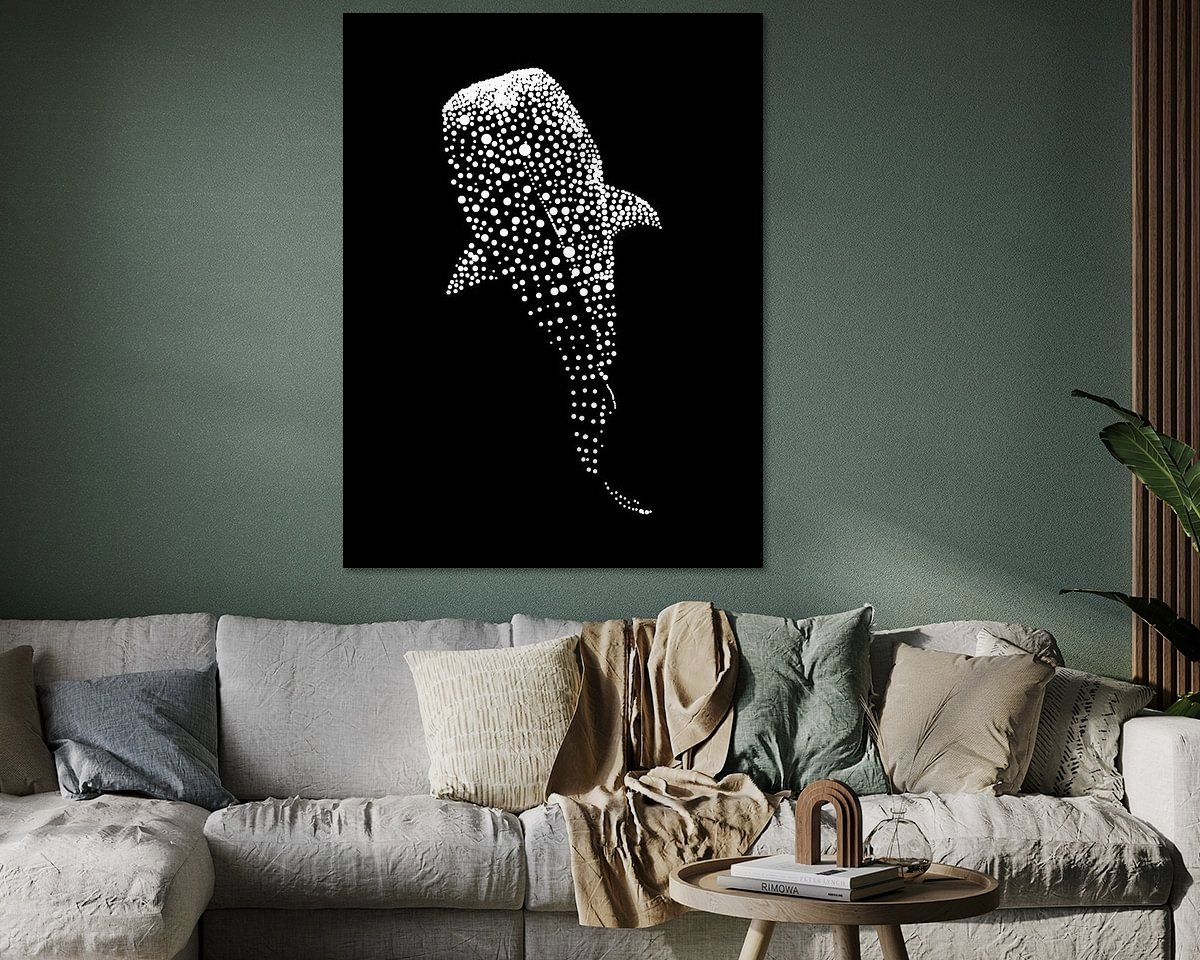 Walvis Haai Stip Art Ontwerp van Ramy Salah Hefny op canvas, behang en meer