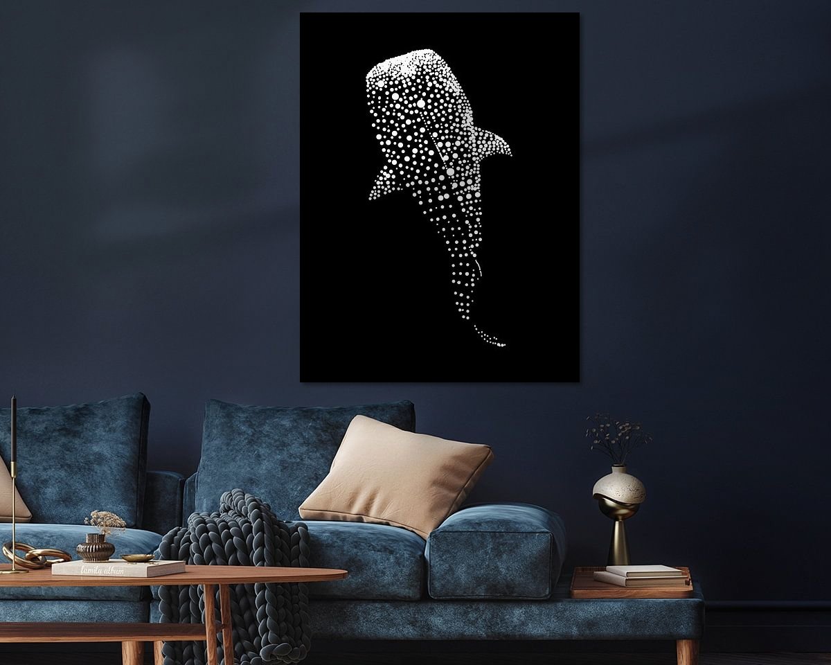 Walvis Haai Stip Art Ontwerp van Ramy Salah Hefny op canvas, behang en meer