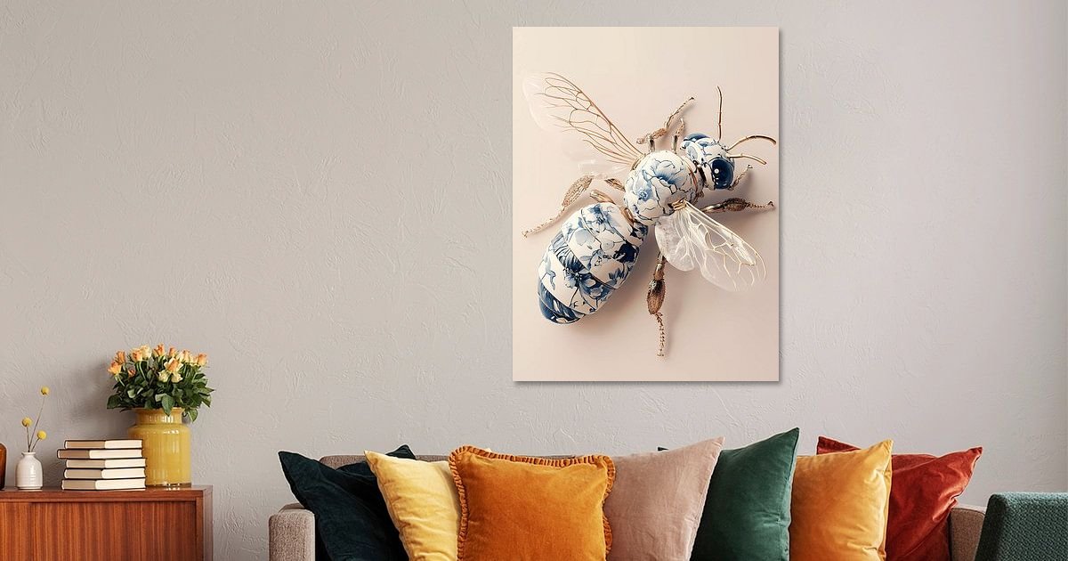 Porcelain Bee by haroulita on canvas, poster, wallpaper and more