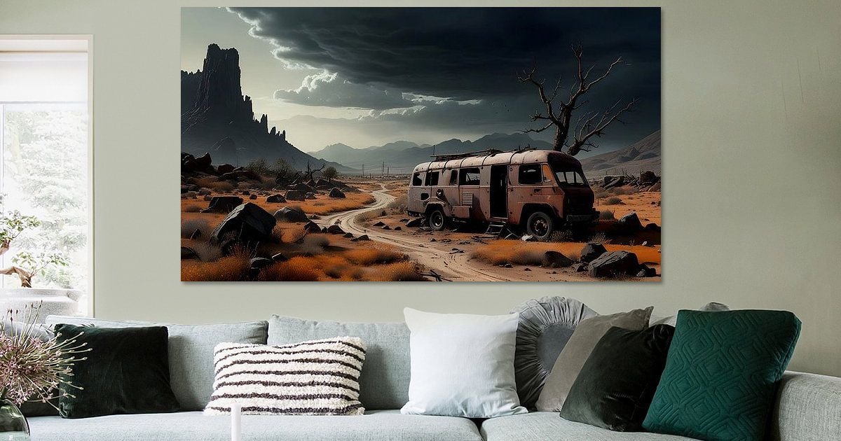 Mexicaans prairielandschap in onweersstemming van Nick Wendt op canvas ...