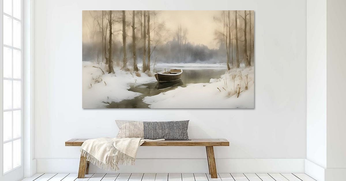 Scandinavische winter, winter in het noorden van Nick Wendt op canvas ...