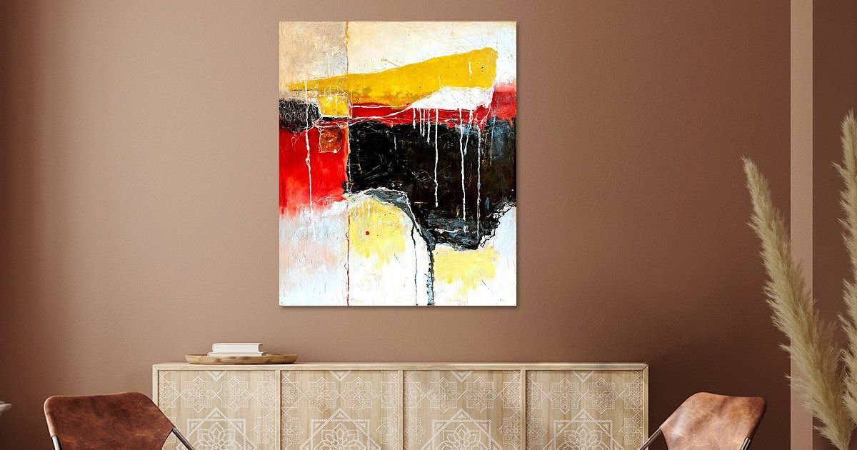 Tussenkracht | Abstract schilderij van Julian Cross op canvas, behang ...