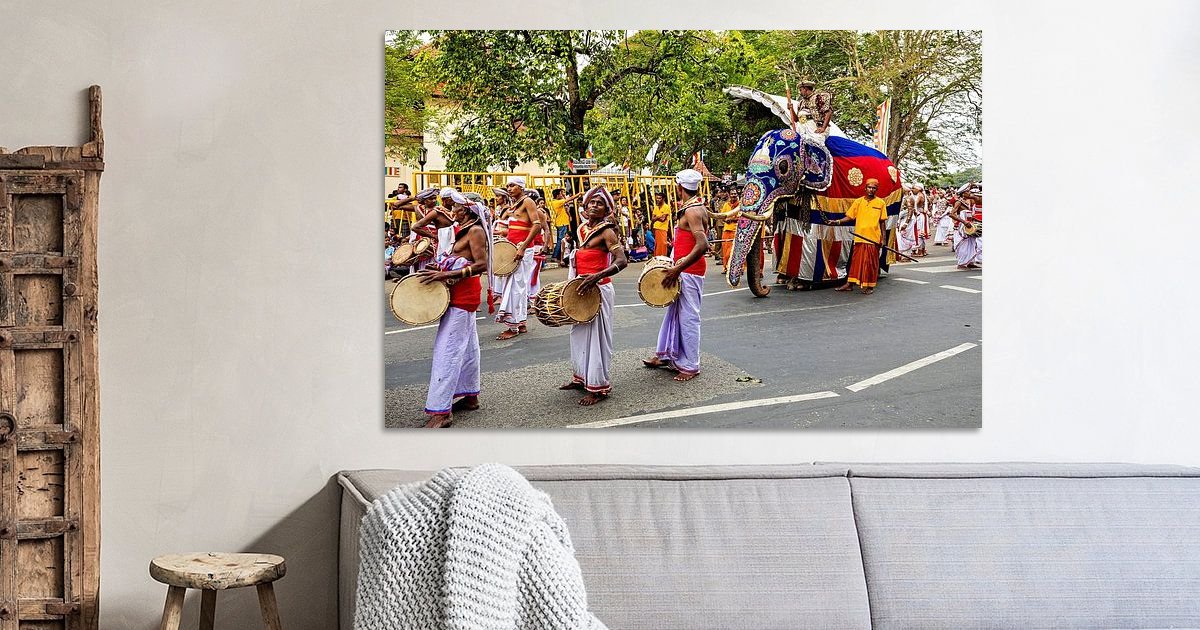 The Perahera Festival in Kandy by Roland Brack on canvas, poster ...