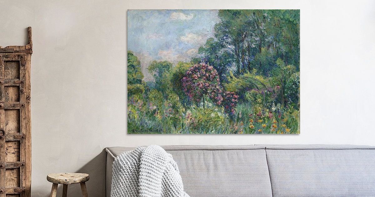 De rozentuin in Giverny (Monet's huis), Blanche Hoschedé-Monet op ...