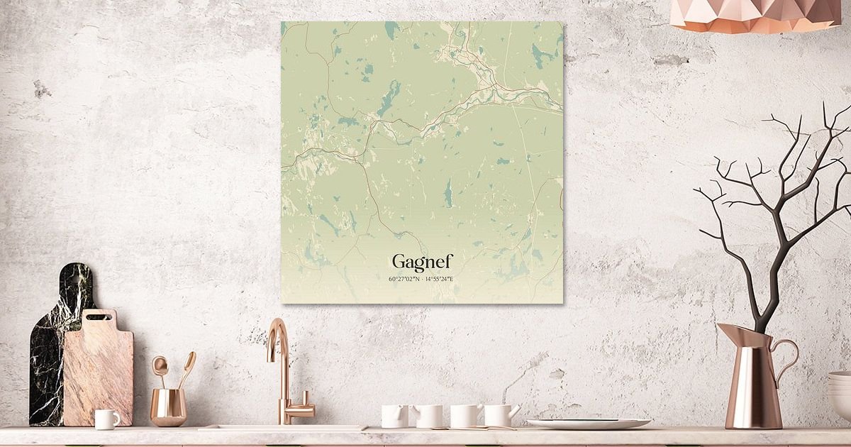 Vintage map of Gagnef, Sweden. by MyCityPoster on canvas, poster ...
