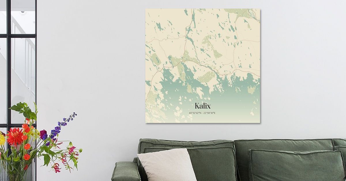 Vintage landkaart van Kalix, Sweden. van MijnStadsPoster op canvas ...