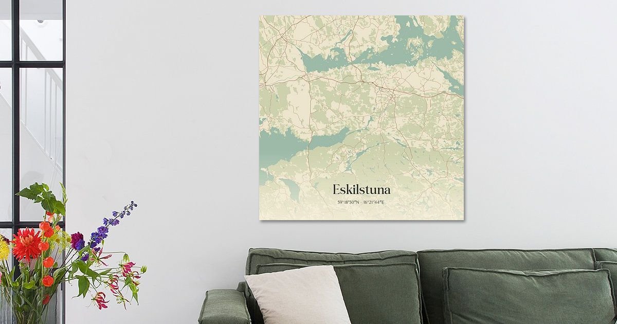 Vintage map of Eskilstuna, Sweden. by MyCityPoster on canvas, poster ...
