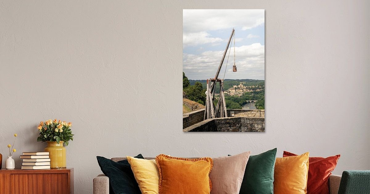 Kasteel van Castelnaud Katapult van Ryan van Pelt op canvas, behang en meer