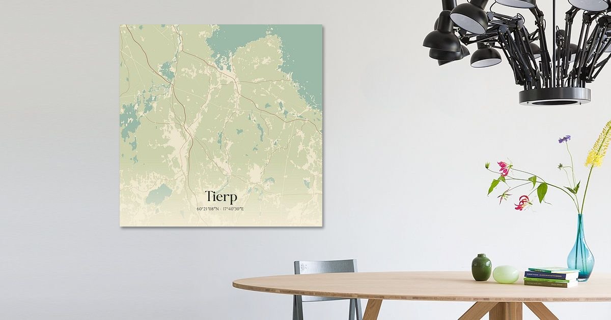 Vintage map of Tierp, Sweden. by MyCityPoster on canvas, poster ...