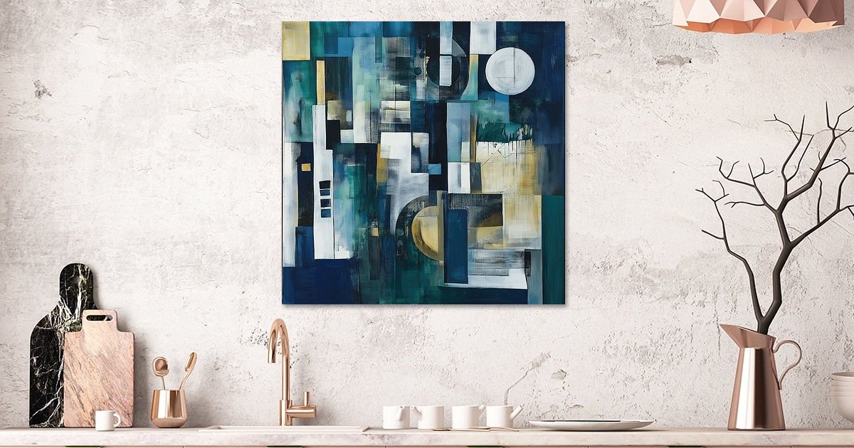 Kosmische Structuren in Diepblauw van BS op canvas, behang en meer