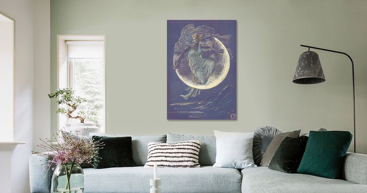 Sir Edward Coley Burne-Jones - Luna van Peter Balan op canvas, behang ...