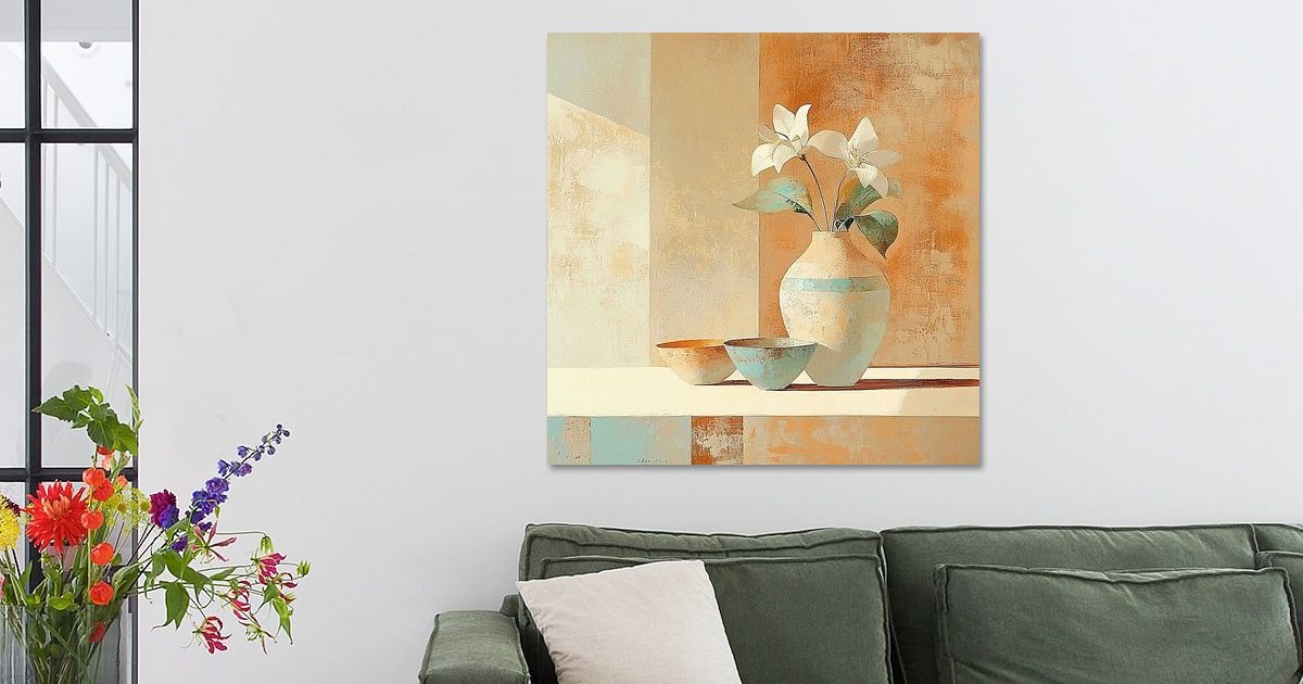 Rustieke Vaas | Serene Simplicity van Zen en Meer op canvas, behang en meer