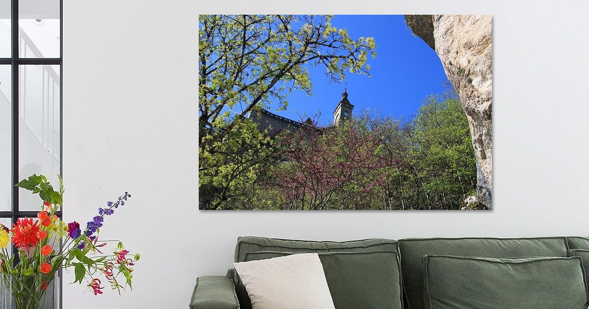 view of the bell tower on the ramparts of Rocamadour castle by rémi ...