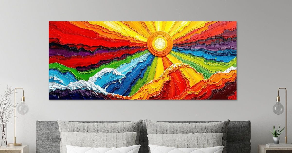 Geboren in het licht van de rijzende zon - Een abstracte zon in het ...