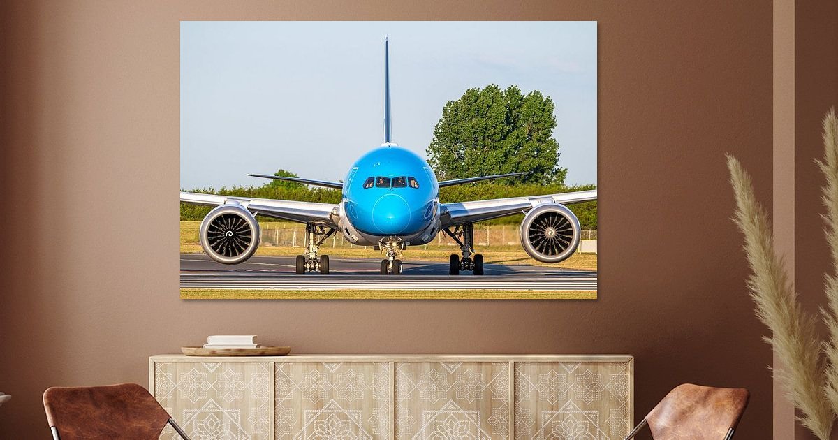 klm boeing 787 head on van Arthur Bruinen op canvas, behang en meer