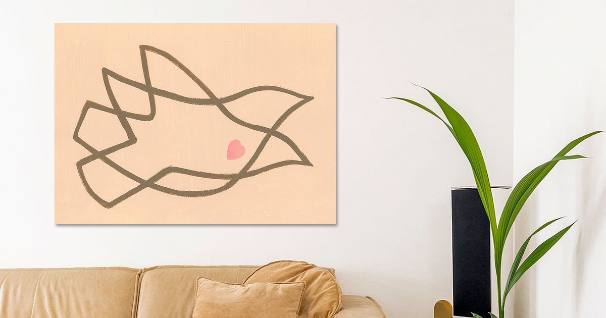 Twee duiven één hart van Isabelle Brent op canvas, behang en meer