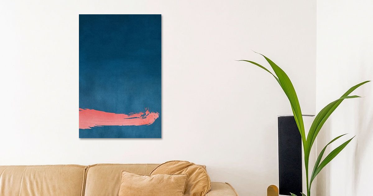 Minimal Landscape Pink and Navy Blue 03 by amini54 on canvas, poster ...