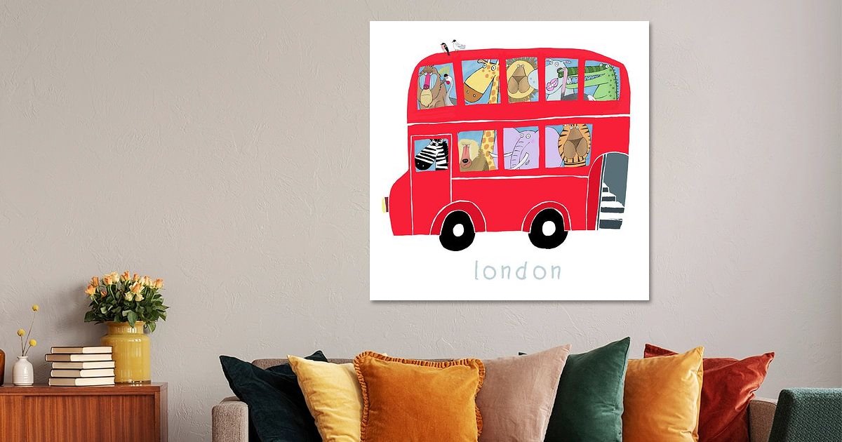 Rode Londense bus met jungledieren door Carla Daly van Carla Daly op ...