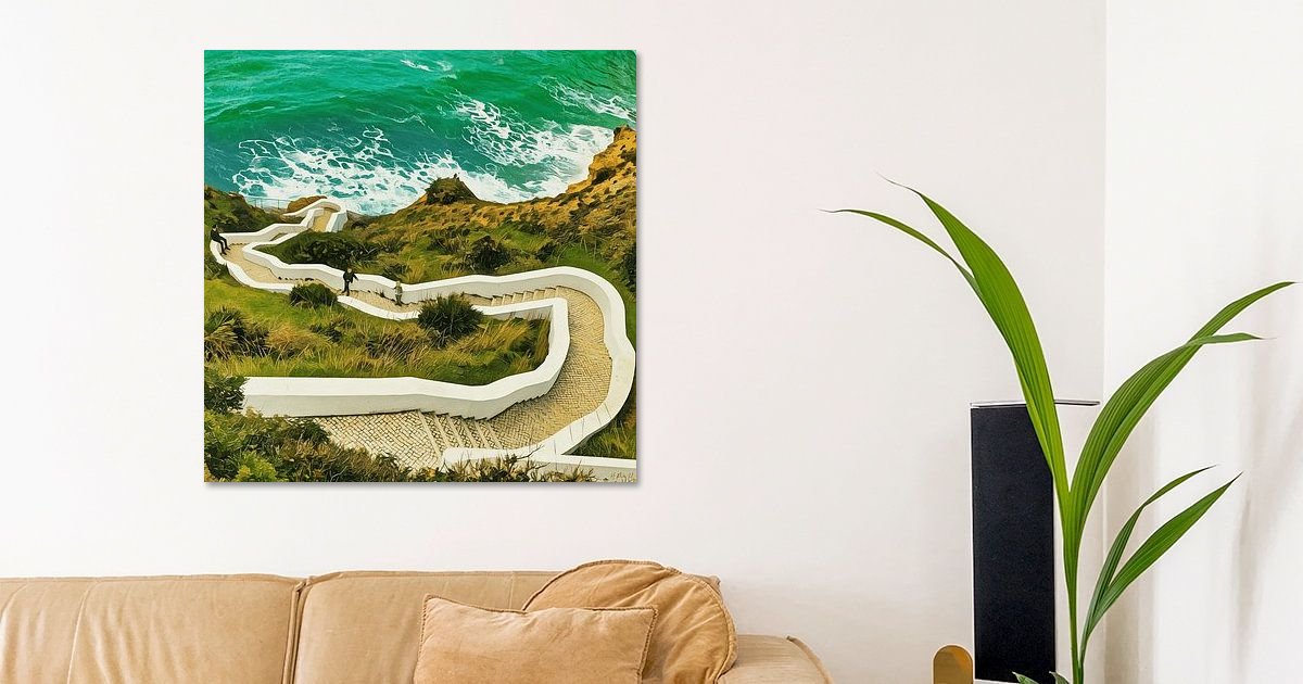 Scenic Cliffside Pathway in Algarve, Portugal, Kustzicht met Zig-Zag ...