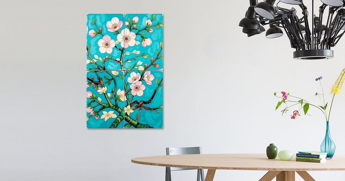van gogh tiles blossom by Karin van Bylevelt on canvas, poster ...