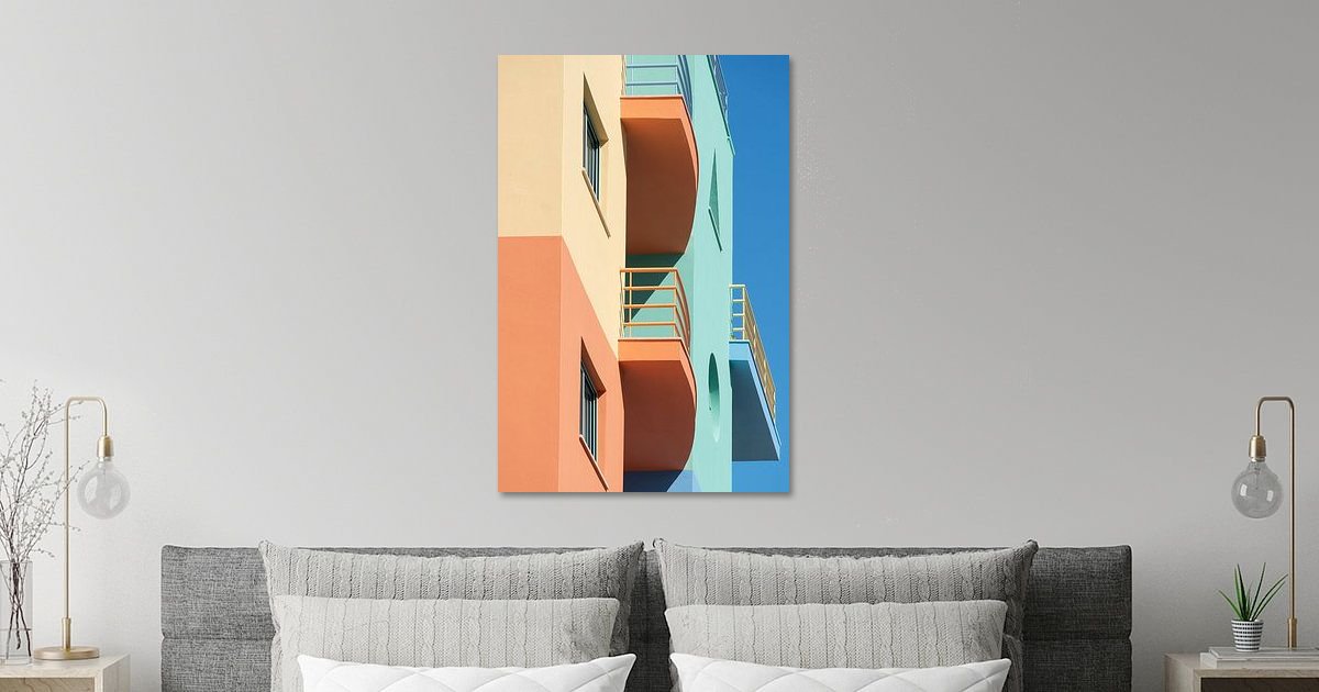 Kleurrijke gebouwen in Albufeira, Portugal van Truus Nijland op canvas ...