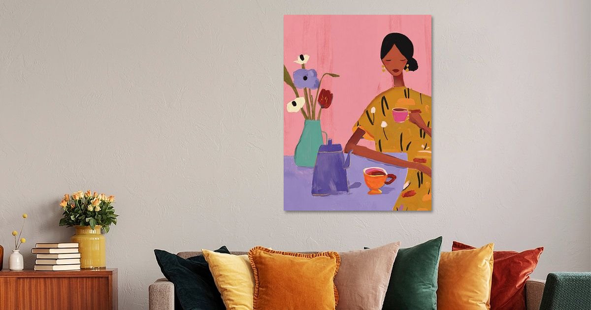 Morning Tea van Carla Van Iersel op canvas, behang en meer