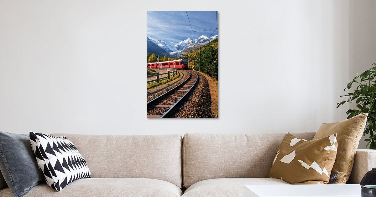 Rhätische Bahn in Engadin van Achim Thomae Photography op canvas ...