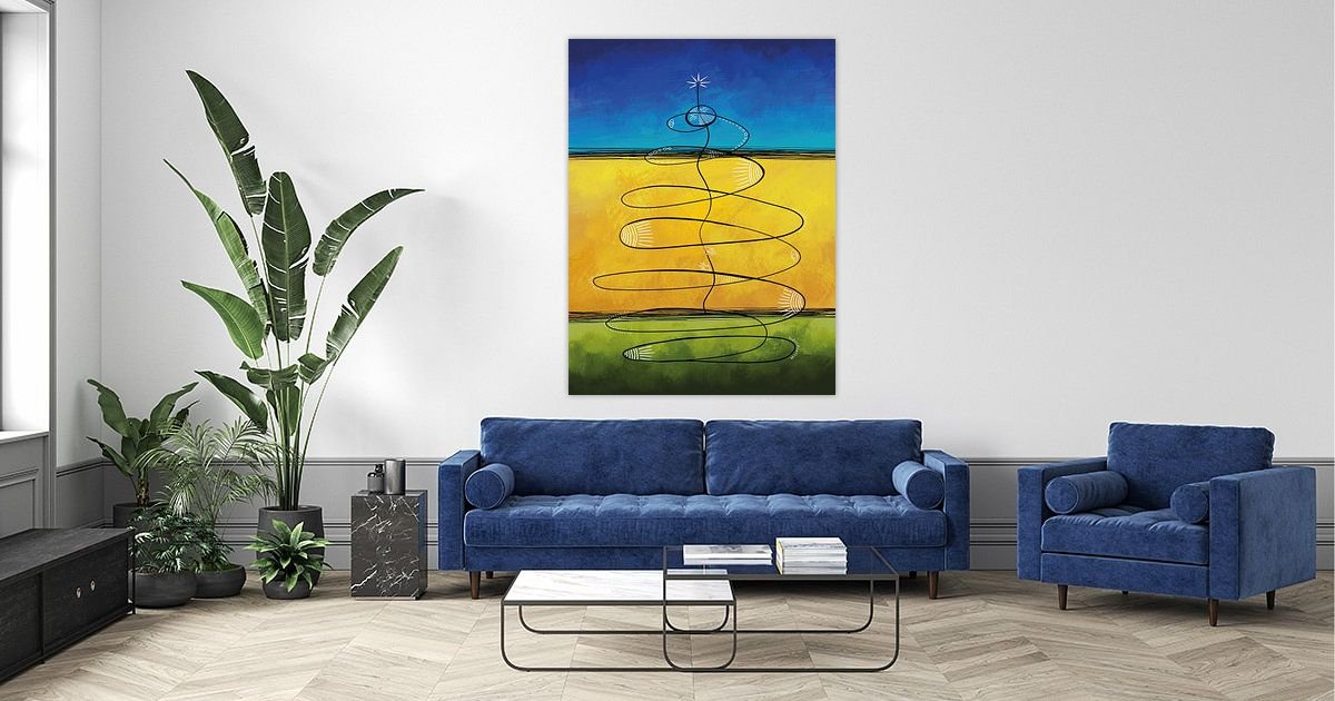 Opgaande zon tribal art van Tanja Udelhofen op canvas, behang en meer