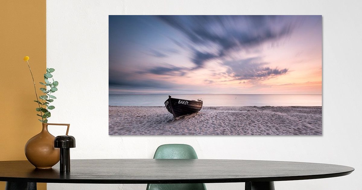 Eenzame boot van Kristian Goretzki op canvas, behang en meer