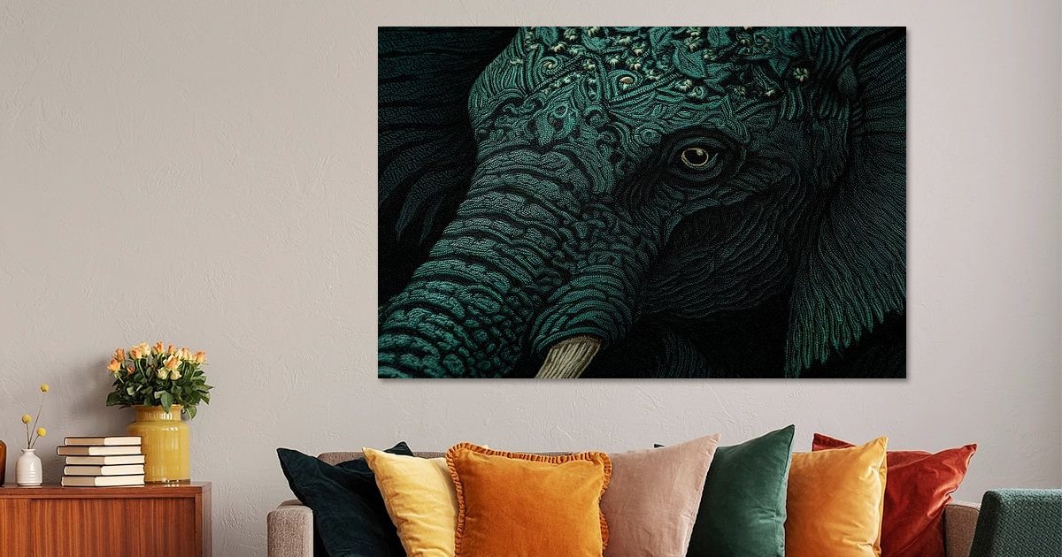 Olifant in Patronenrijk Textuur van Herinnering van Eva Lee op canvas ...